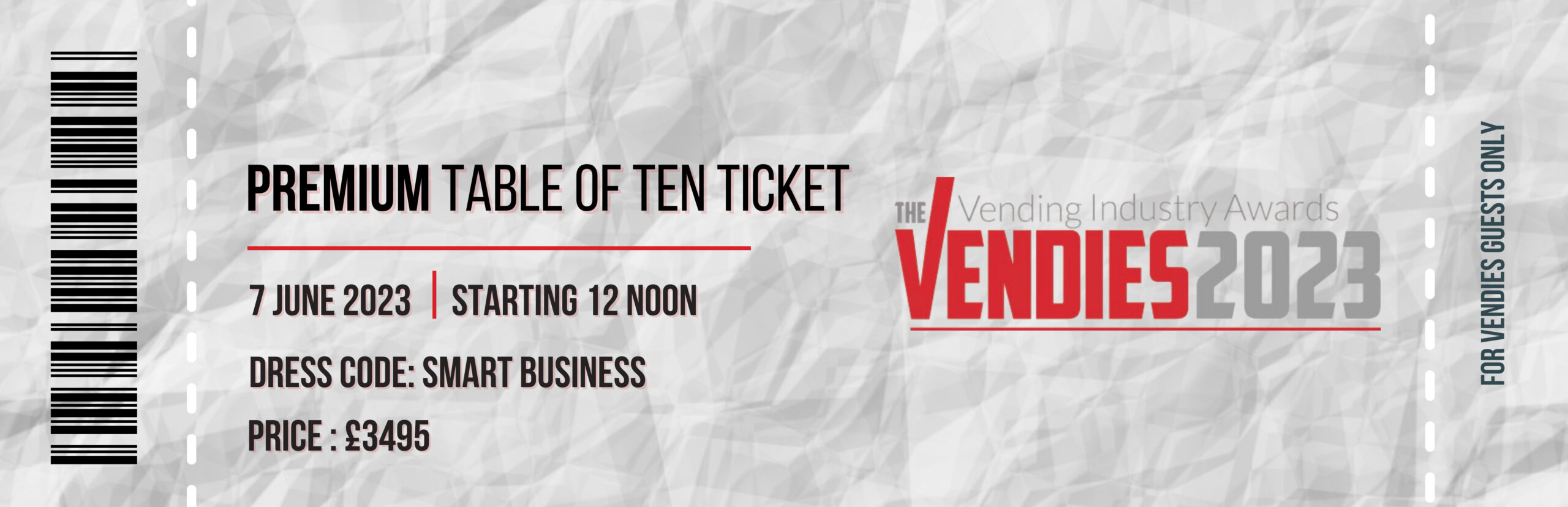 Premium Table of Ten Ticket | The Vendies